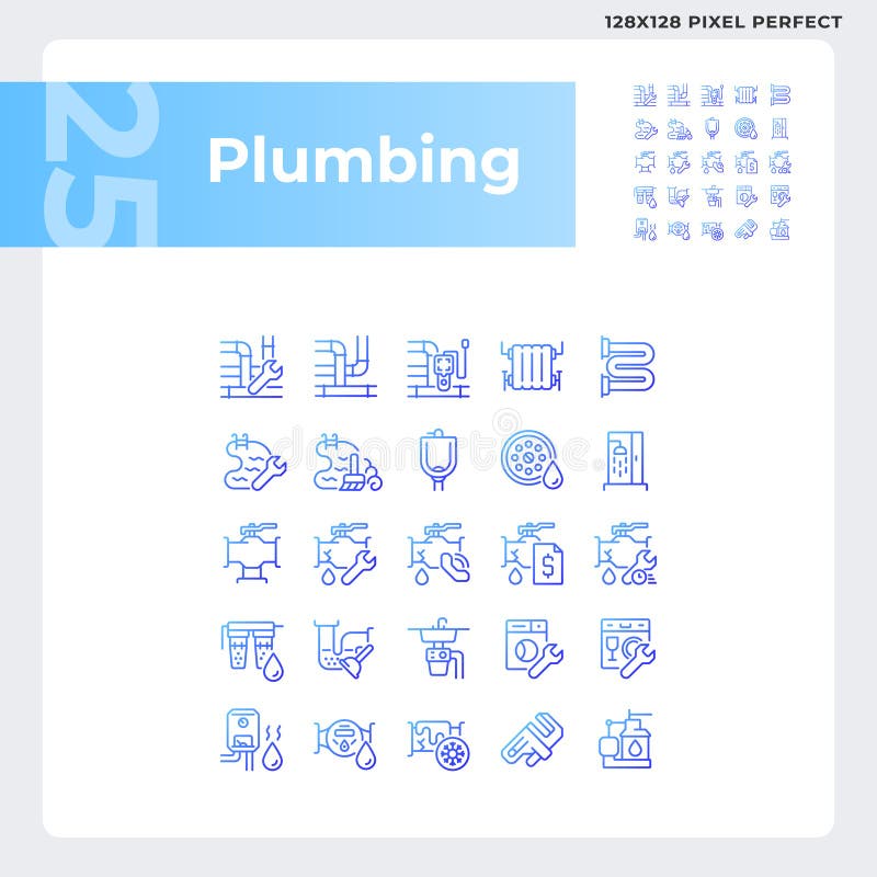 2D Pixel Perfect Blue Plumbing Icons Set Stock Vector - Illustration of symbol, sink: 290671981