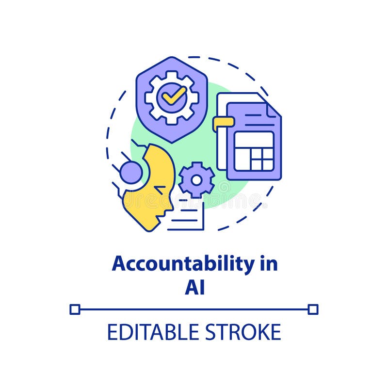 2D Thin Linear Icon Accountability in AI Concept Stock Vector ...