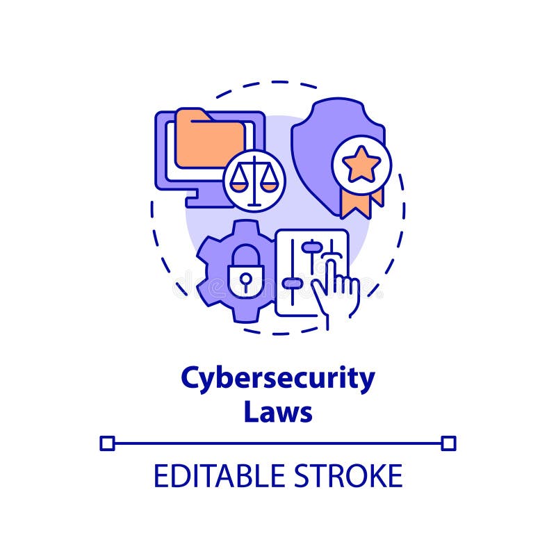 2D Thin Linear Icon Cybersecurity Laws Concept Stock Vector ...