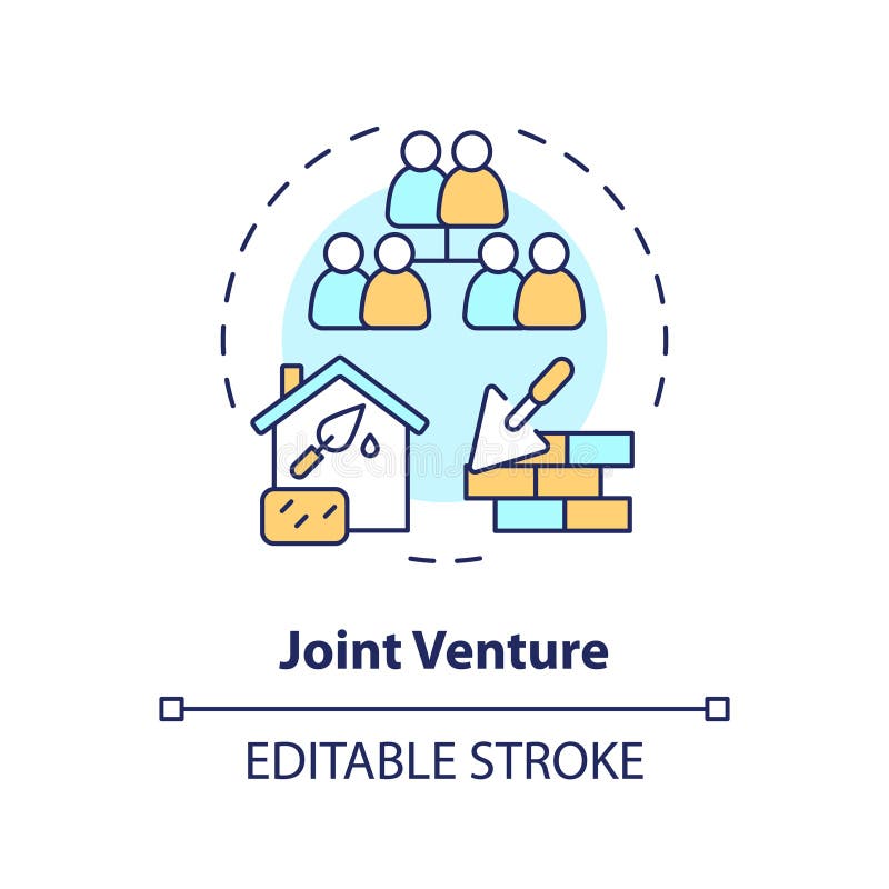 2D Thin Linear Icon Joint Venture Concept Stock Vector - Illustration ...