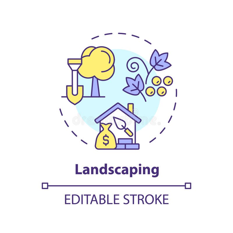 2D Thin Linear Icon Landscaping Concept Stock Vector - Illustration of ...