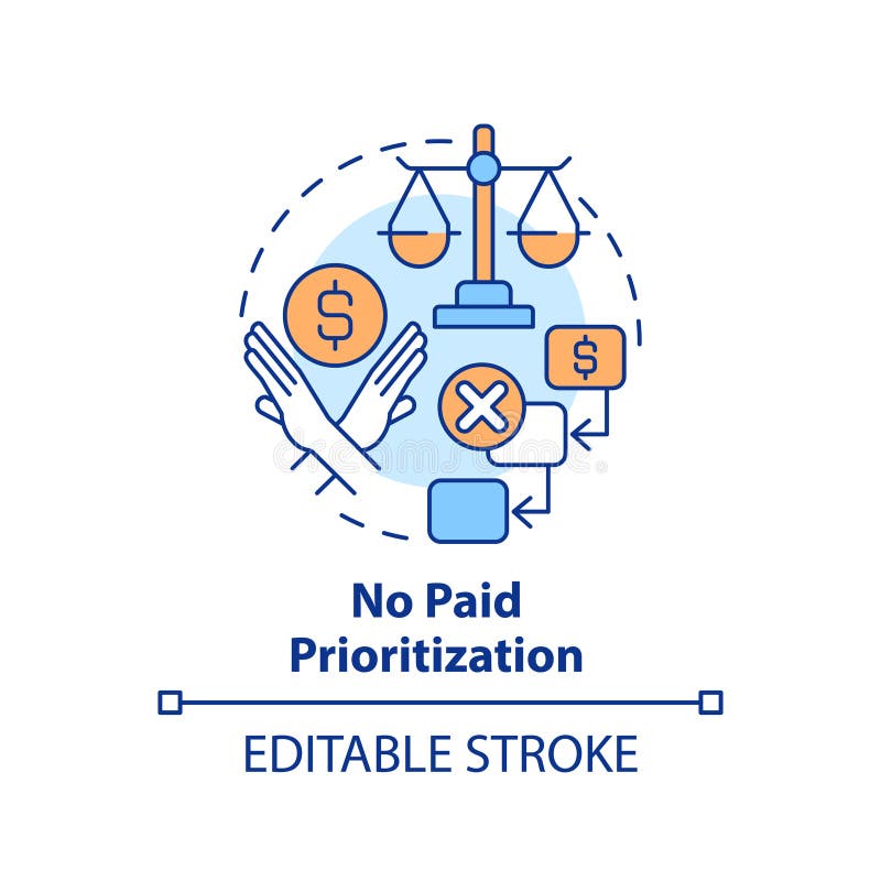 2D Thin Linear Icon No Paid Prioritization Concept Stock Vector ...
