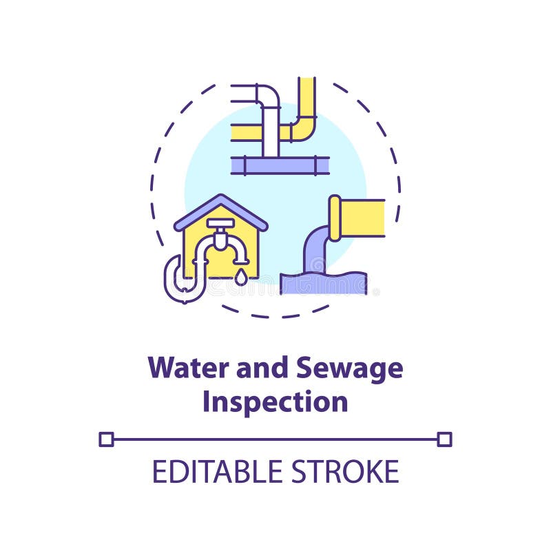 2D Thin Linear Icon Water and Sewage Inspection Concept Stock Vector ...