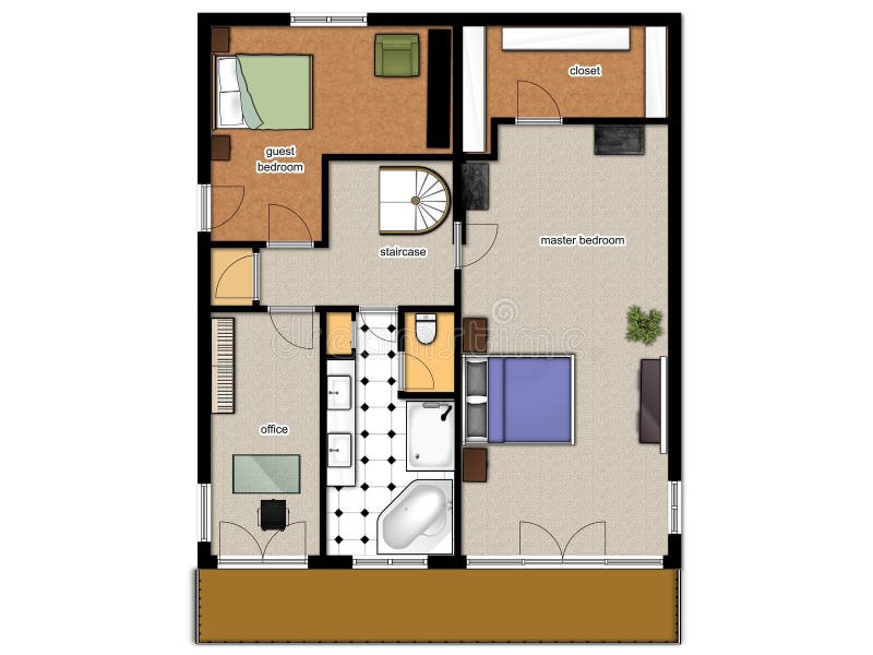 Vloerplan Met Drie Slaapkamers Vector Illustratie - Illustratie ...