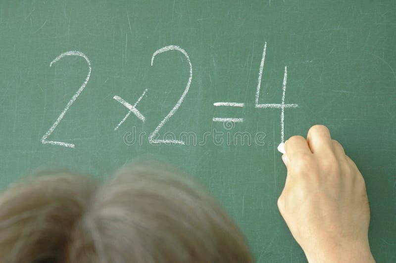 2x2=4 stock image. Image of classroom, head, equation, writing - 278617