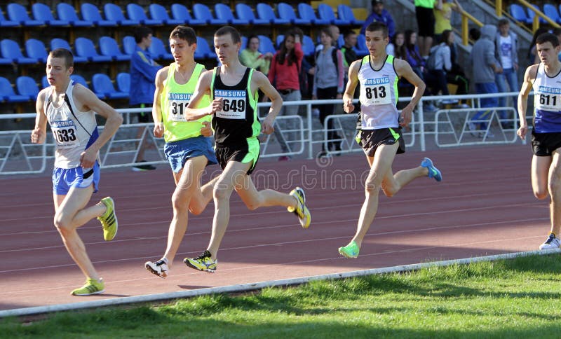 Teen Boys Competing in High School Sprint Race Editorial Image - Image ...