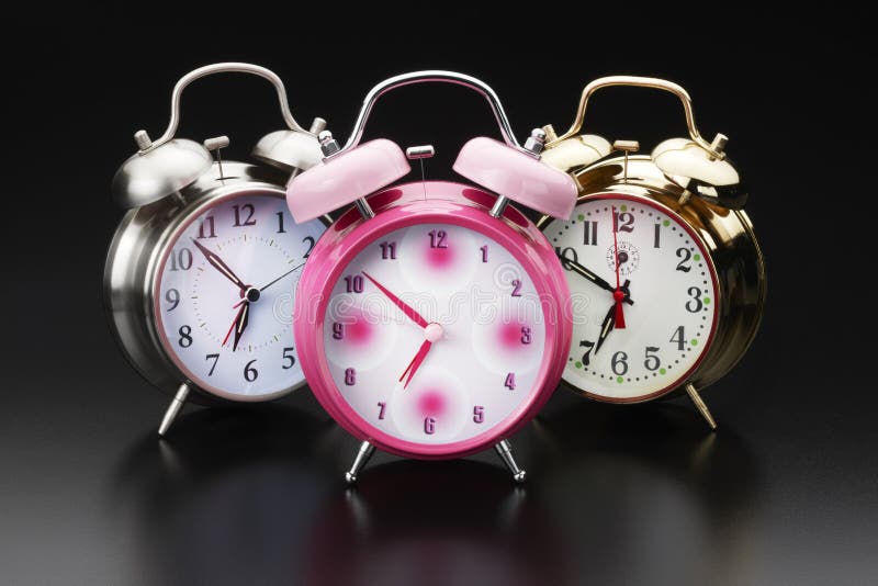 3 alarm clocks stock image. Image of metal, time, three - 18900295