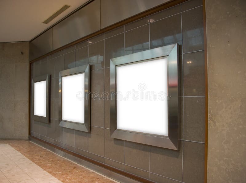 3 Blank Signs on Marble Wall Stock Image - Image of signs, building ...