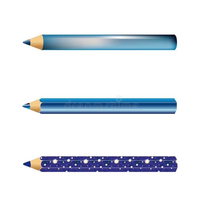 3 blauwe potloden vector illustratie. Illustration of licht - 13697379