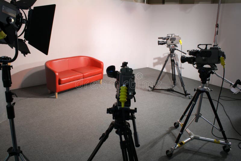 3 Camera TV Studio stock image. Image of light, interview - 2198181