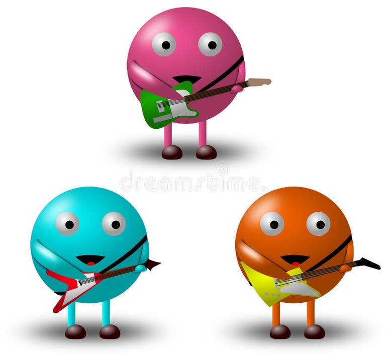 3 Cartoon Characters with Guitars -2/2 Stock Vector - Illustration of ...