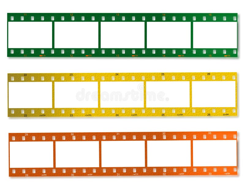 3 Color Film Strips Over White Stock Illustration - Illustration of ...