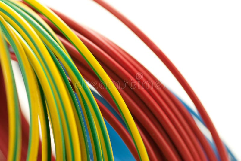3 Colors Copper Cables, Electrician Tool Stock Photo - Image of plastic ...