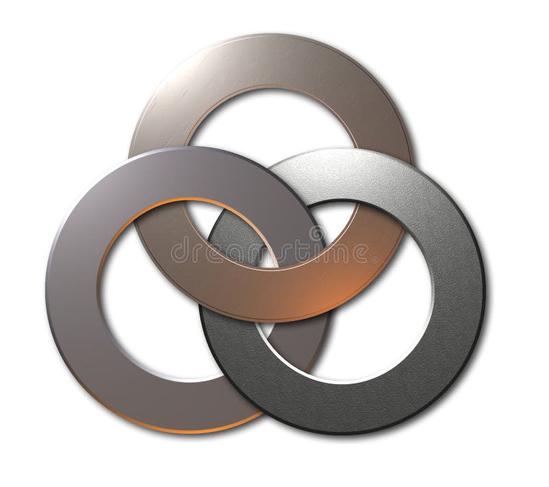 3 connected metal rings stock illustration. Illustration of background ...