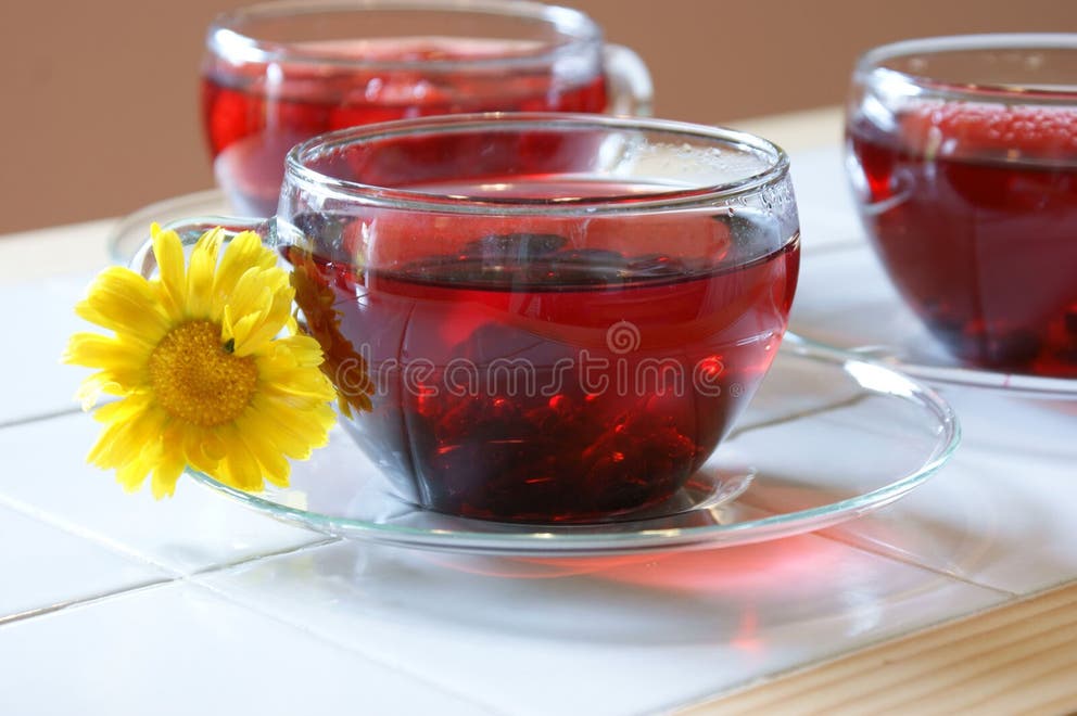 3 cups of fruit/herb teas stock image. Image of tisanes - 15017977