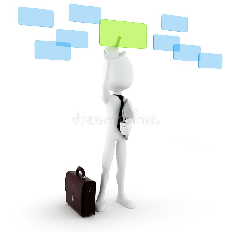 3 d man making a decision stock illustration. Illustration of point ...