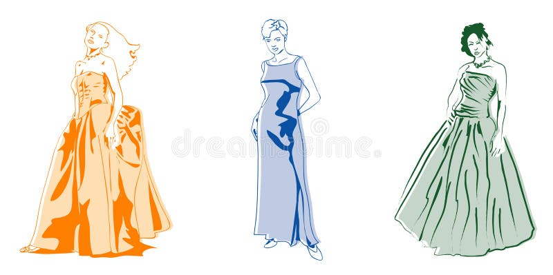 3 dresses stock vector. Illustration of couture, dancing - 318654