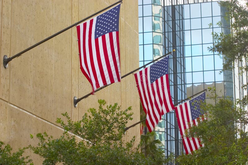 3 flags flying high stock image. Image of side, stripes - 476677