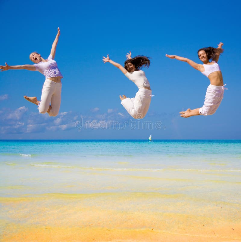 3 flying girls stock image. Image of young, white, beauty - 10324087