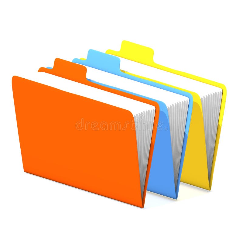 3 Folders - Isolated on White Stock Illustration - Illustration of ...