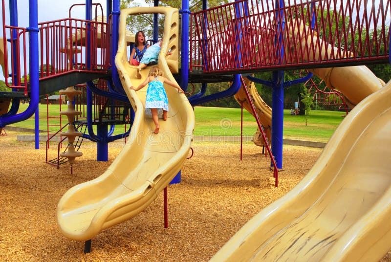 3 Girls on Slide stock image. Image of active, exercise - 11005763