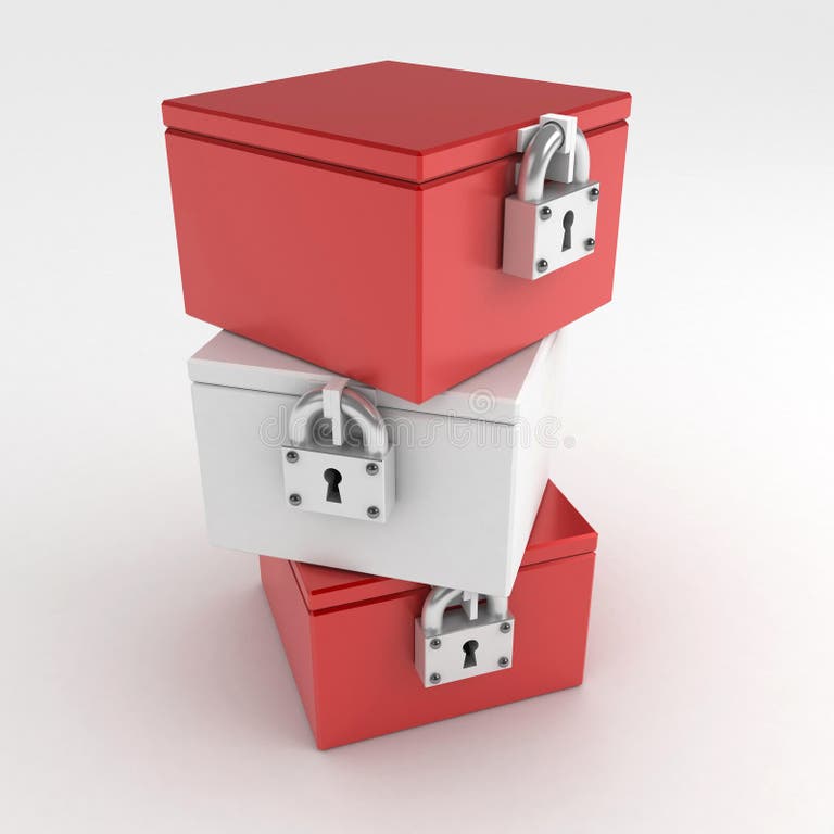 3 Locked Boxes stock illustration. Illustration of restriction - 5309035