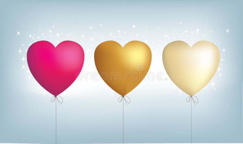 3 metallic heart balloons stock vector. Illustration of glossy - 8109389
