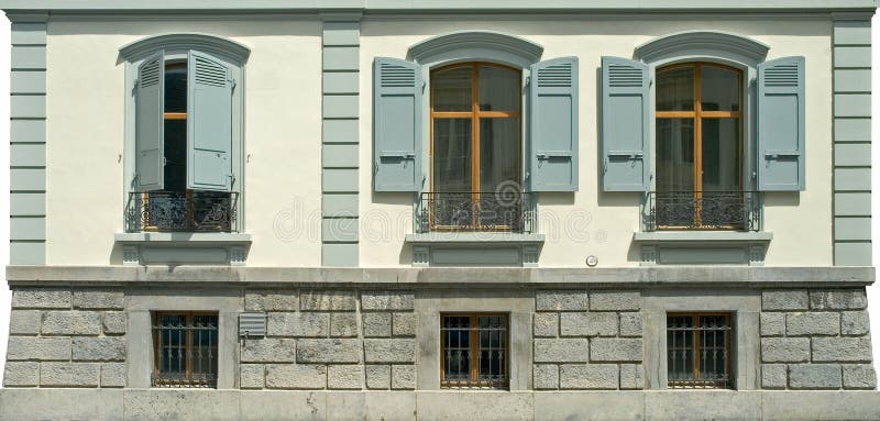 3 Old Windows with Shutters Stock Photo - Image of green, abstract ...