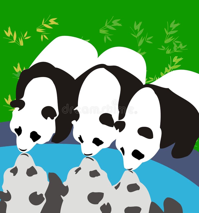 3 Pandas stock abbildung. Illustration von porzellan - 12773311