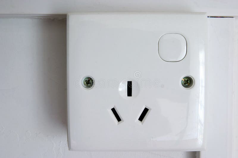 3-pin Plug Socket Adapter Hanging Out from the Wall Stock Image - Image ...