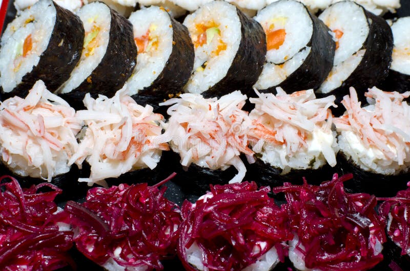 3 row sushi stock image. Image of fresh, assortment, closeup - 28373717