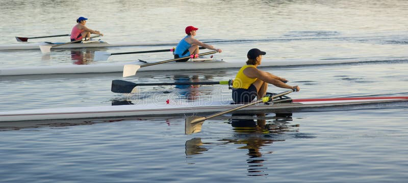 3 Rowers stock photo. Image of health, lake, enjoyment - 7061328