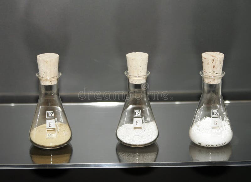 Scientific Beakers in Science Research Lab Stock Image - Image of ...