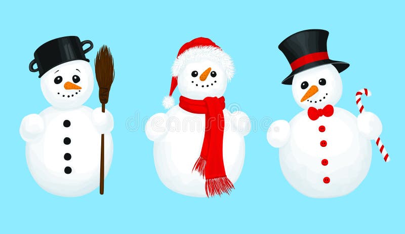 3 snowmen stock vector. Illustration of seasonal, christmas - 25925596