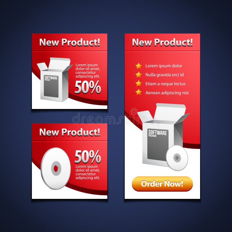 3 Software Banners with Open White Box and CD Disk Stock Vector ...