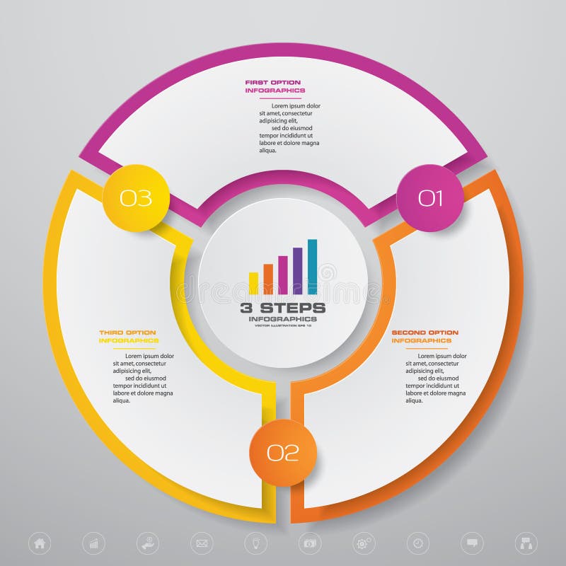 3 Steps Cycle Chart Infographics Elements for Data Presentation. Stock ...