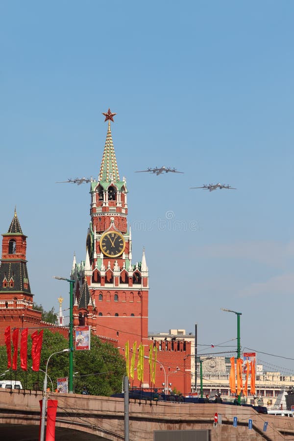 3 Tu-95ms Fly Over Red Square Editorial Photo - Image of force ...