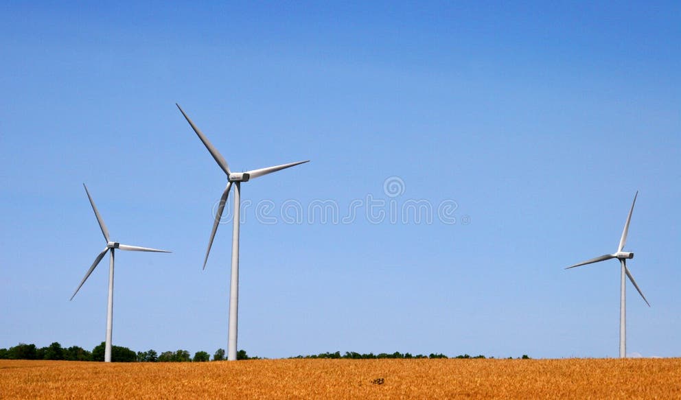 3 windmills stock image. Image of energy, windmill, plant - 1002399