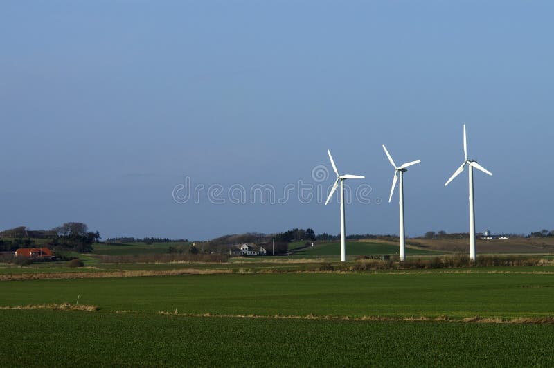 3 Windmills stock image. Image of denmark, windenergy, country - 744079