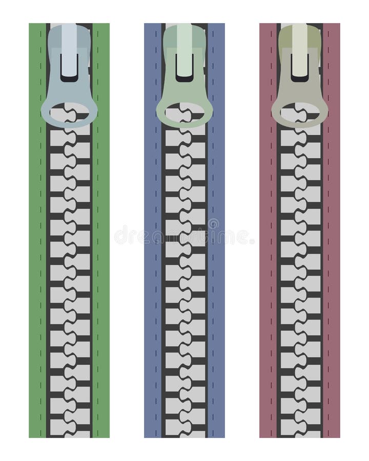 3 zipper fasteners stock vector. Illustration of attached - 13198454