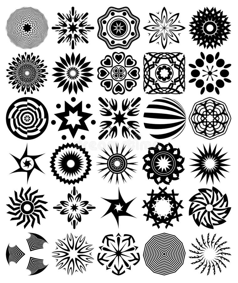 30 abstract symbols stock vector. Illustration of round - 21175369