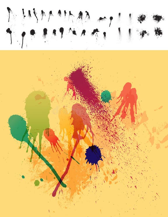 30 Verf Druppels & Spatten Elementen Vector Illustratie - Illustration ...