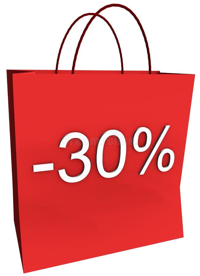 Einkaufstasche Mit 30% Rabatt Stock Abbildung - Illustration von ...