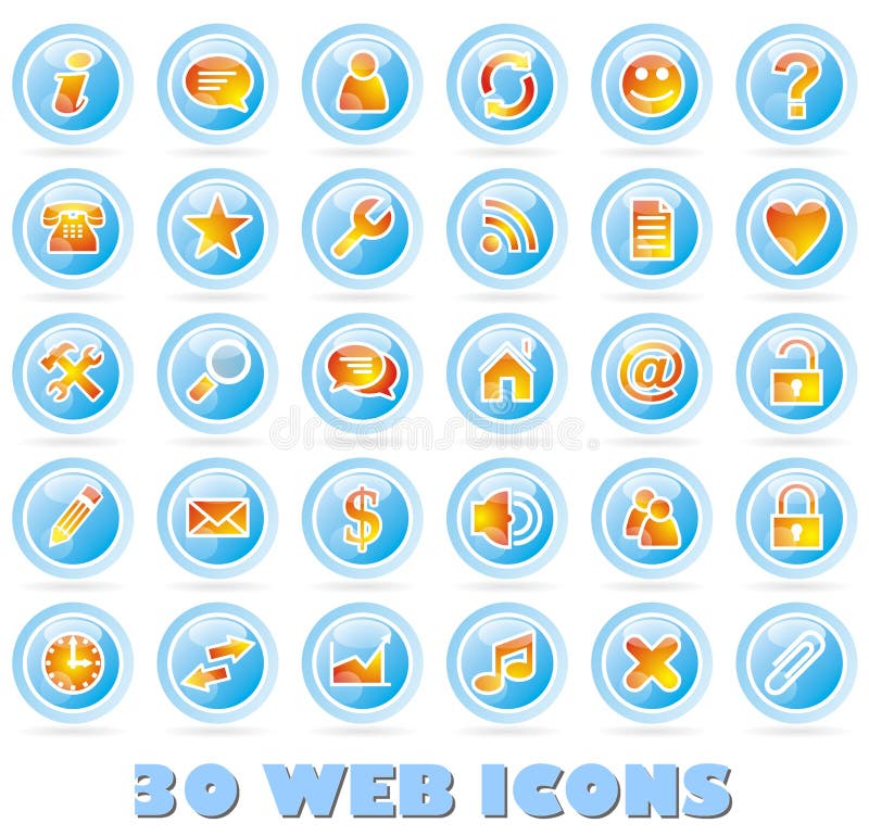 Stylish Website Icon Set, Part 2 Stock Illustration - Illustration of ...
