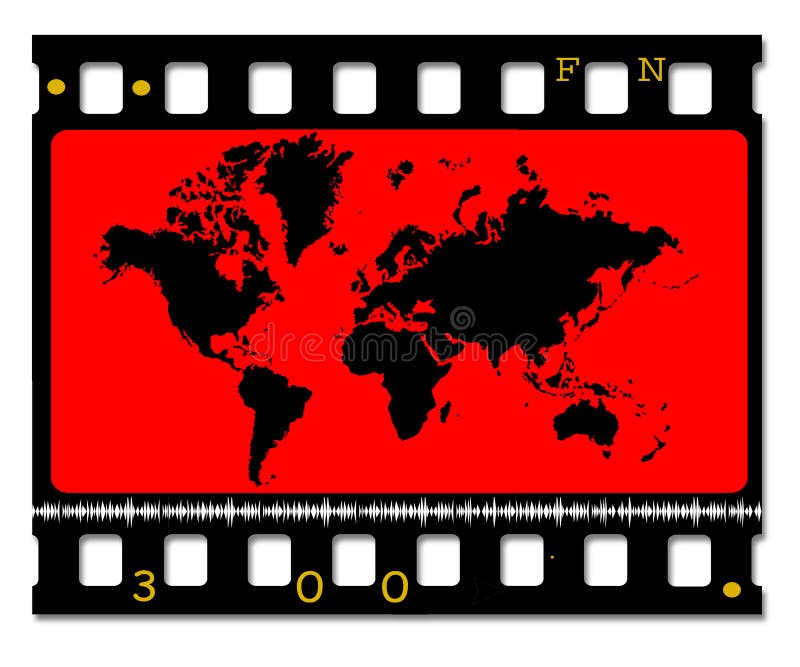 35mm Color Movie Film with Map Stock Illustration - Illustration of ...