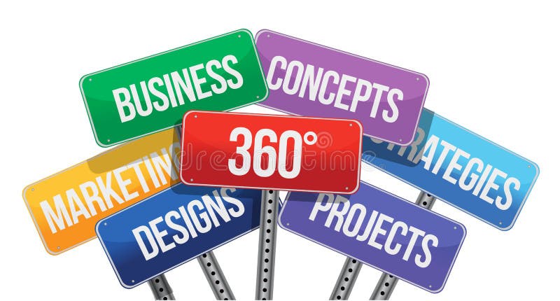 360 Business Concepts. Color Signs Stock Illustration - Illustration of ...