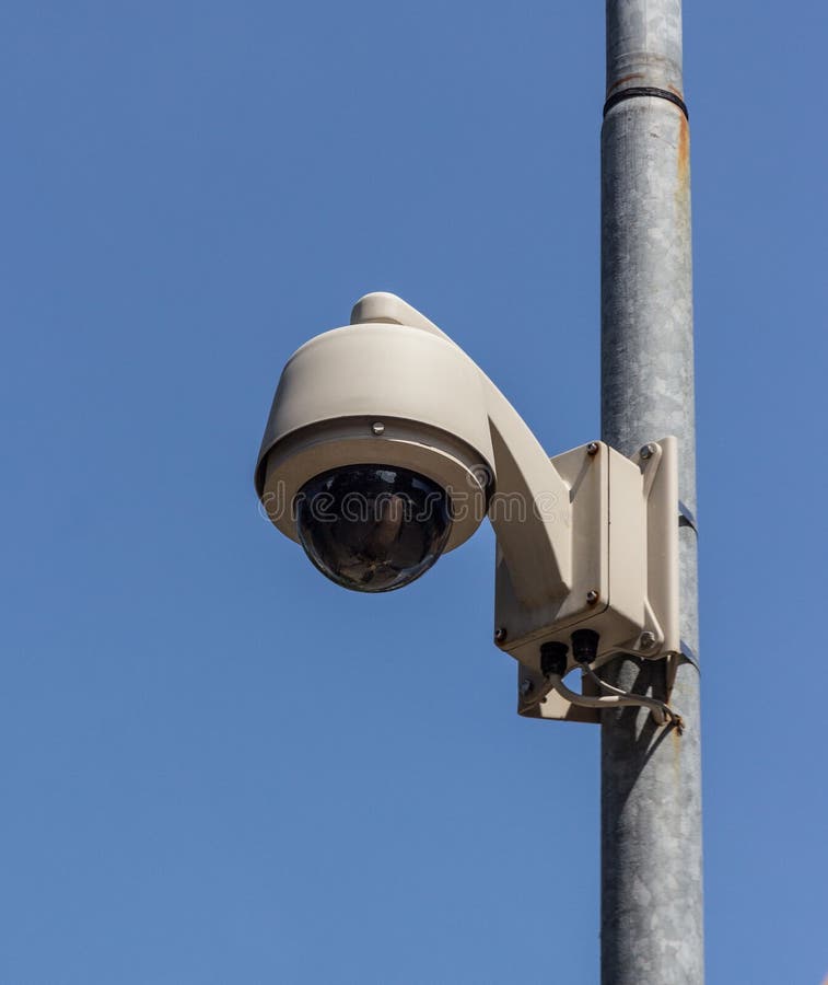 360 Degrees Surveillance Camera on a Pole, Maple Tree Stock Image ...