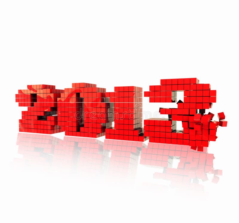 3D 2013 Year Red Cubes Text, Title 3d Render Stock Illustration ...
