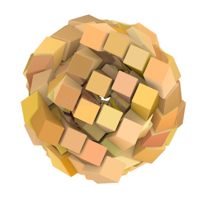 3d Abstract Ball Shape in Orange Yellow Stock Illustration ...