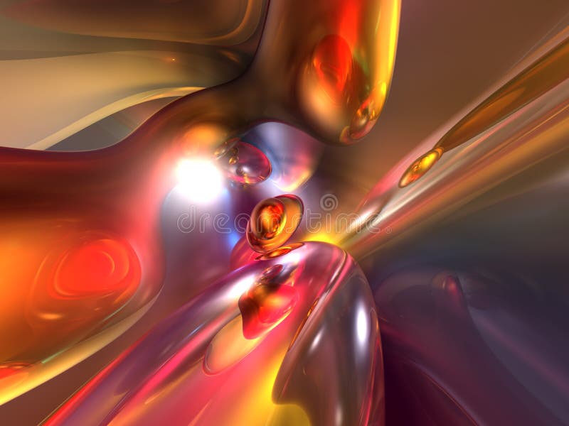 3D Red Orange Colorful Bright Abstract Glass Stock Illustration ...